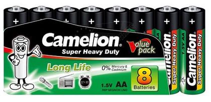 AA, R6 Cinko baterijos/elementai, Camelion, 1.5V, 8 vnt. - lamps.lt